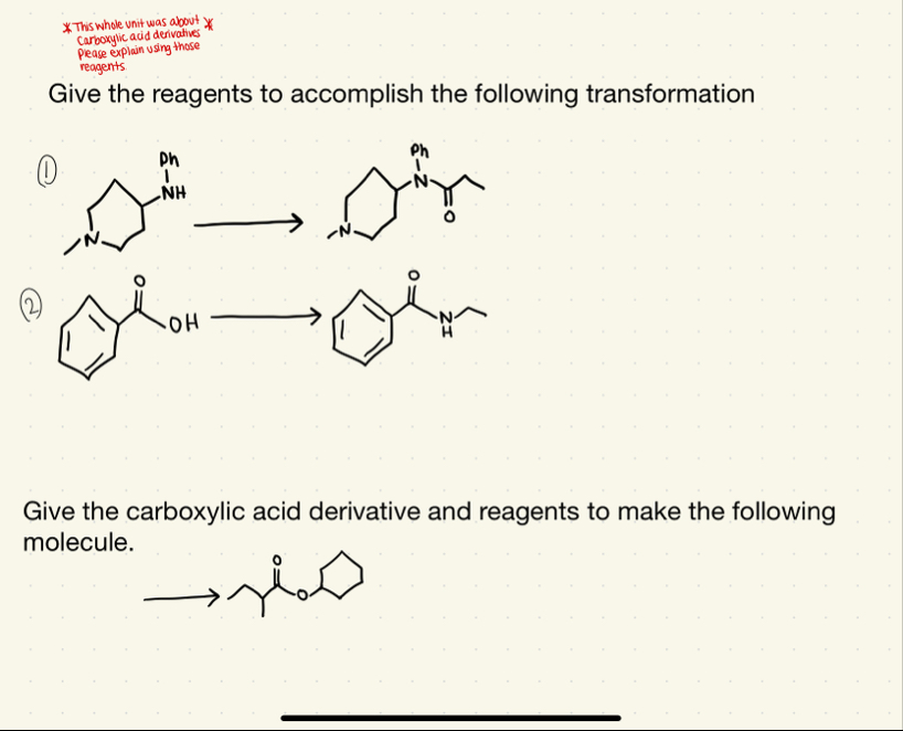 Solved This whole unit was about Carboxylic Acid derivatives | Chegg.com