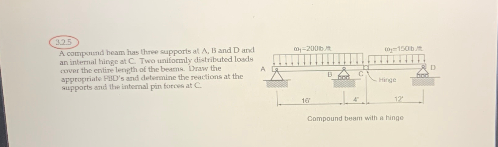 Solved 3.2 .5A compound beam has three supports at A, ﻿B and | Chegg.com