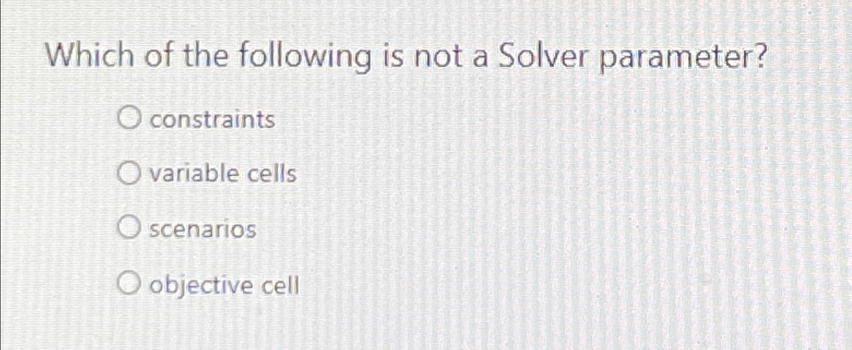 Solved Which of the following is not a Solver | Chegg.com Solved Which of the following is not a Solver | Chegg.com