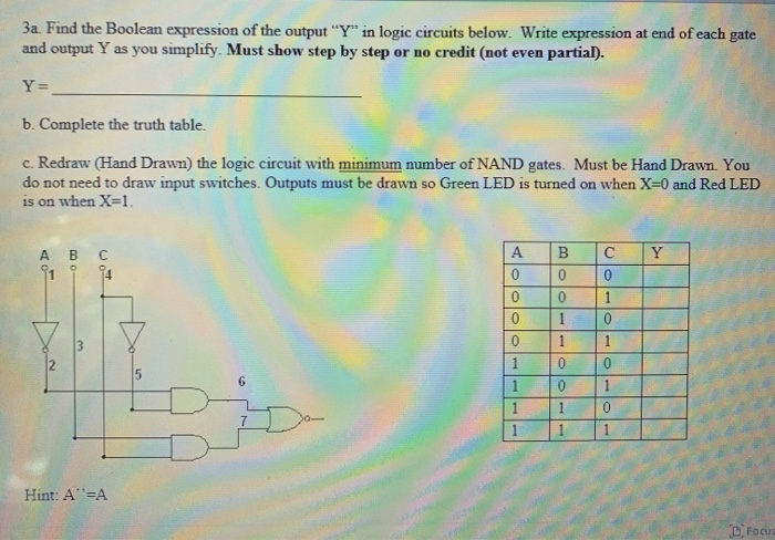 Solved 3a. Find the Boolean expression of the output "Y" in | Chegg.com