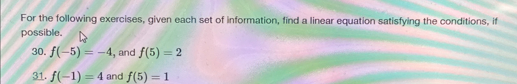 Solved For the following exercises, given each set of | Chegg.com
