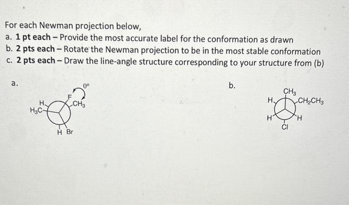 Solved For each Newman projection below, a. 1 pt each - | Chegg.com