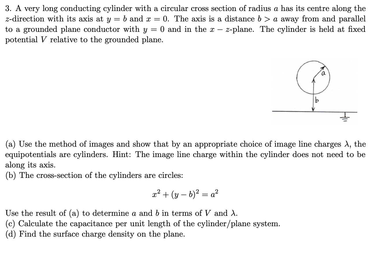 Solved A very long conducting cylinder with a circular cross | Chegg.com