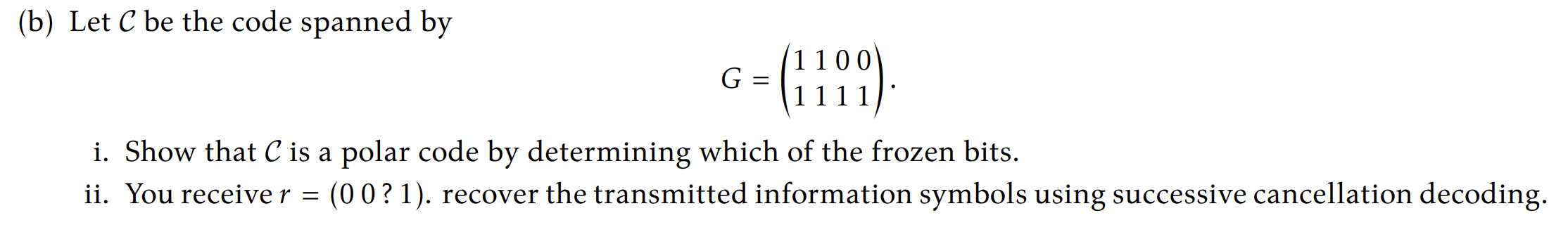 Solved Let C ﻿be the code spanned | Chegg.com
