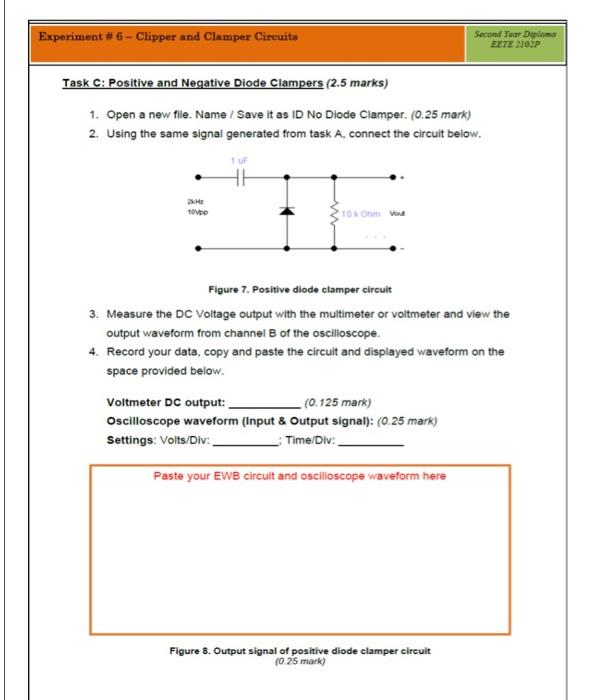 Solved Experiment # 6 - Clipper and Clamper Circuits Second | Chegg.com