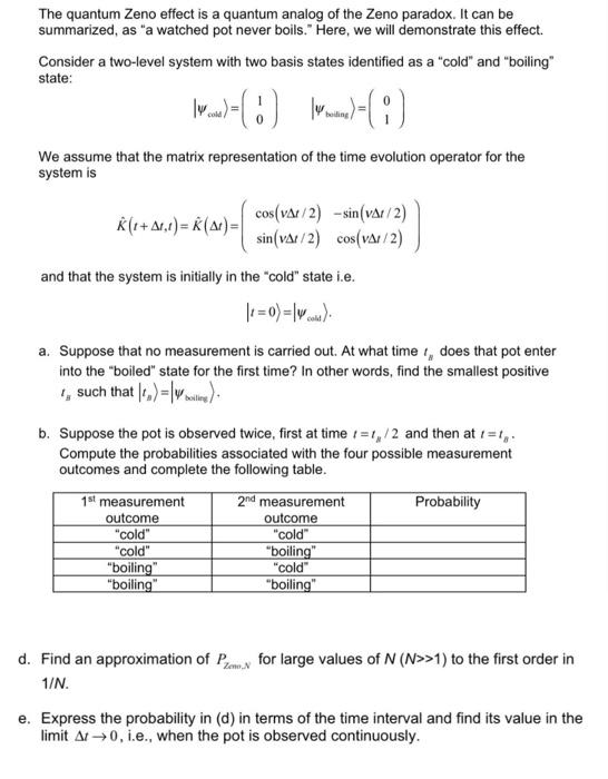 Solved The quantum Zeno effect is a quantum analog of the | Chegg.com