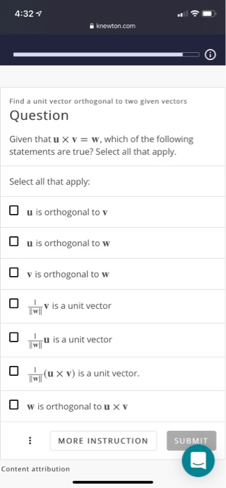 Solved Find a unit vector orthogonal to two given vectors. | Chegg.com