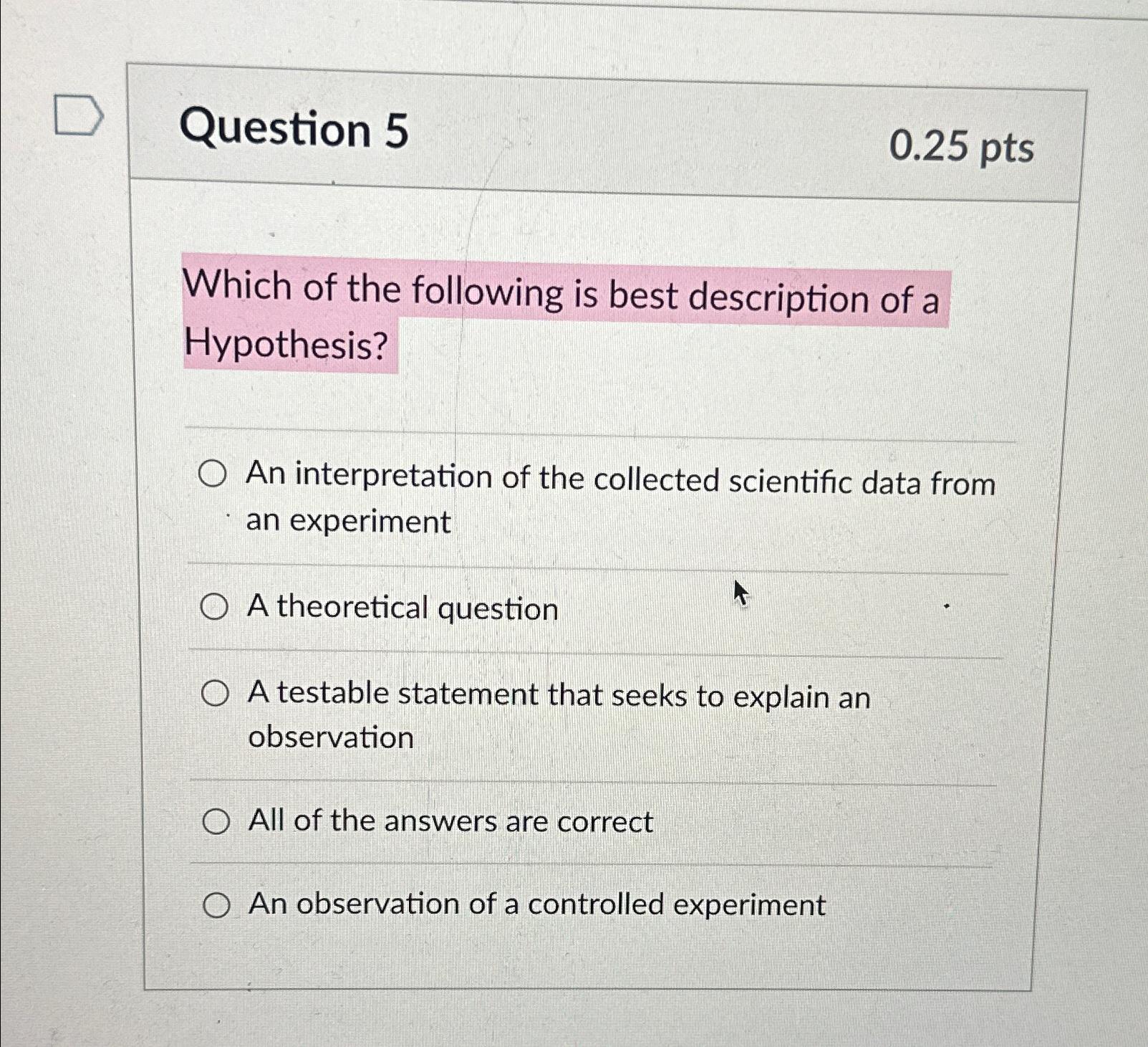 Solved Question 50.25ptsWhich of the following is best | Chegg.com
