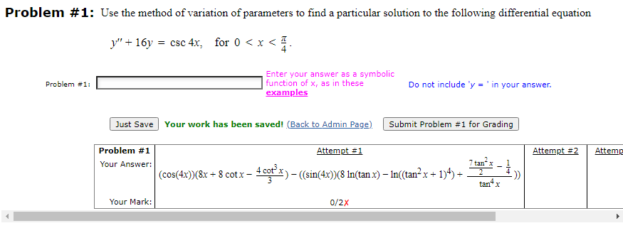 Solved Problem #1: Use the method of variation of parameters | Chegg.com