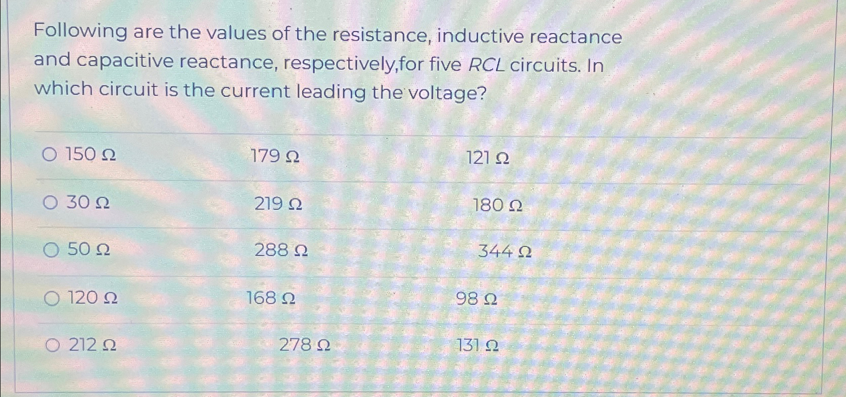 Solved Following are the values of the resistance, inductive | Chegg.com