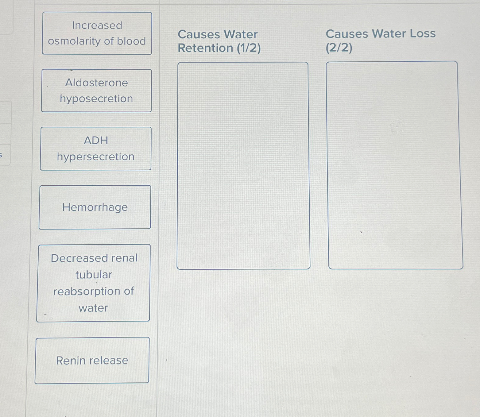 Solved Increased osmolarity of bloodAldosterone | Chegg.com