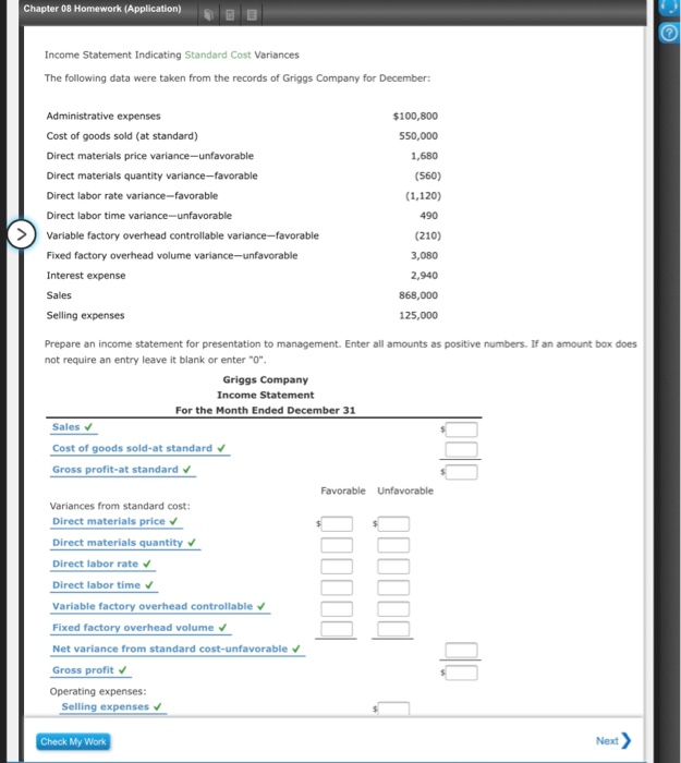 Solved Chapter 08 Homework (Application) Income Statement | Chegg.com