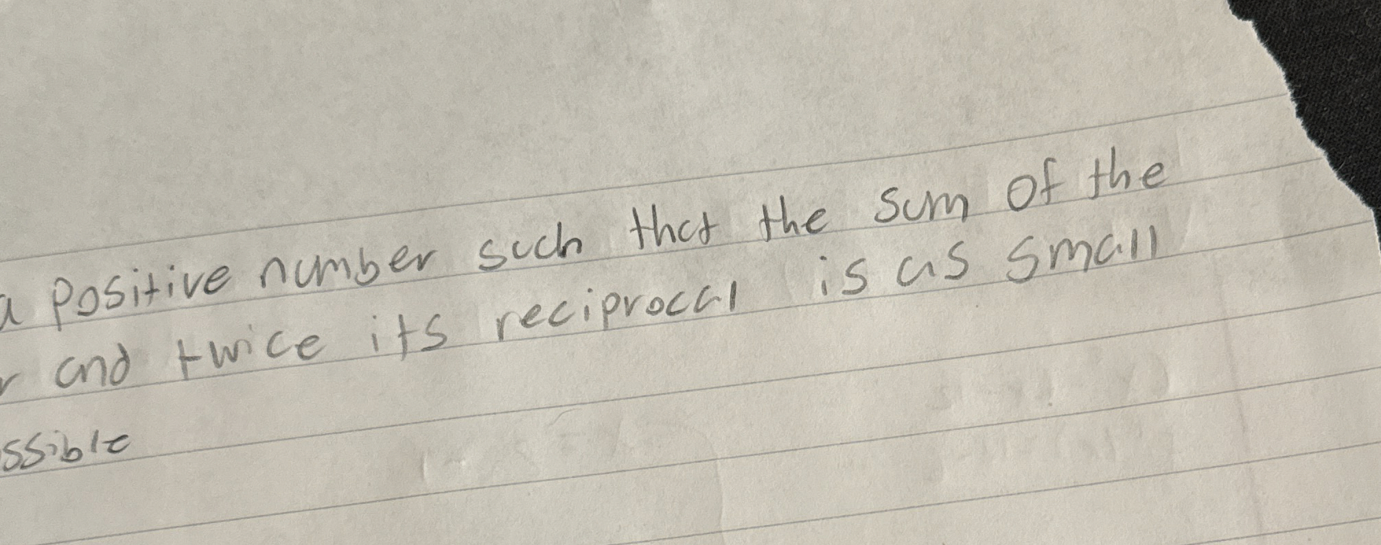 Solved Find a Positive number such that the sum of the and | Chegg.com