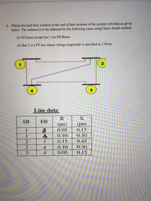 Solved 4. Obtain the load flow solution at the end of first | Chegg.com