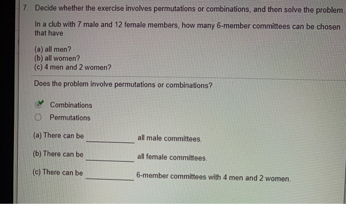 Solved 7. Decide whether the exercise involves permutations | Chegg.com