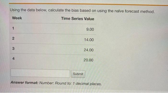 Solved Using the data below, calculate the bias based on | Chegg.com