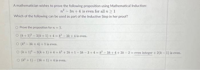 Solved A mathematician wishes to prove the following | Chegg.com