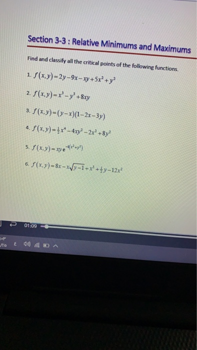 Solved Section 3-3: Relative Minimums and Maximums Find and | Chegg.com