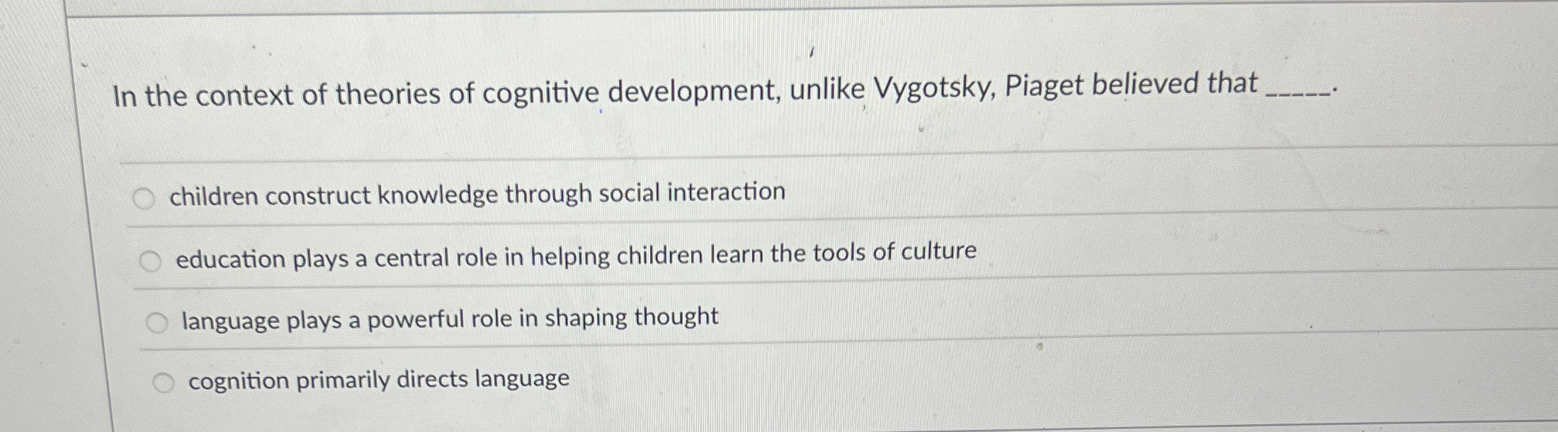 Solved In the context of theories of cognitive development, | Chegg.com