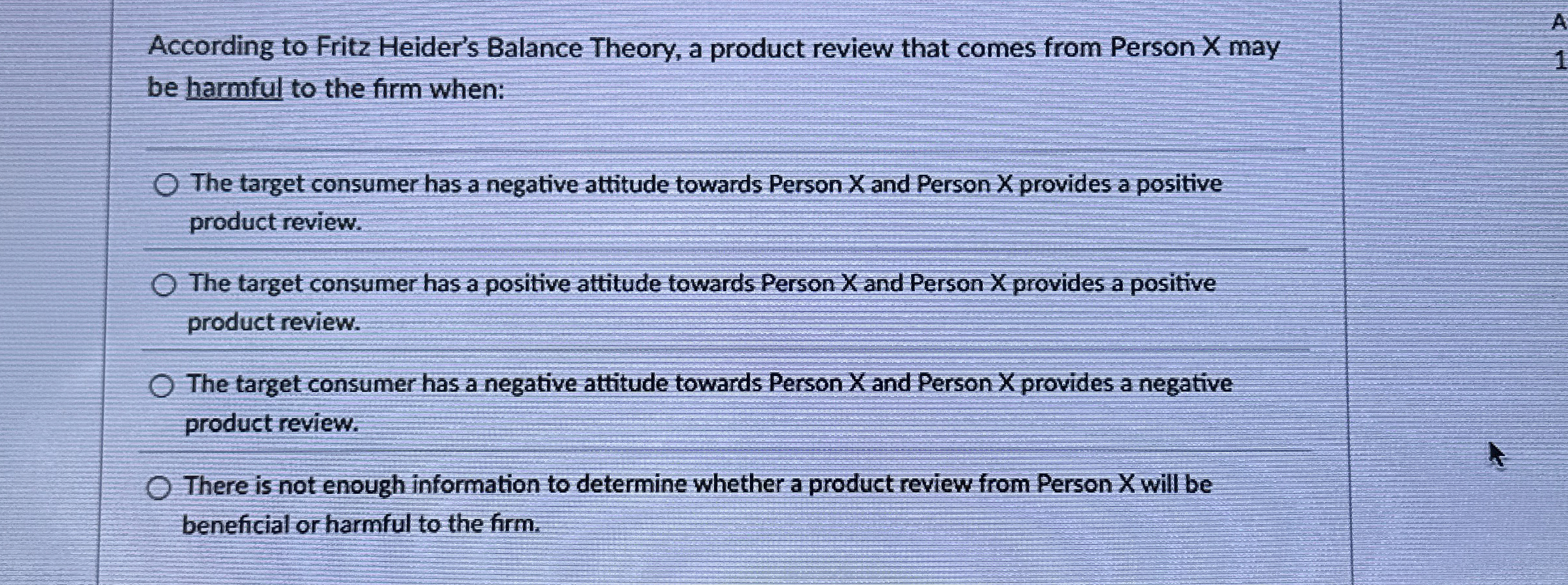 Solved According to Fritz Heider's Balance Theory, a product | Chegg.com