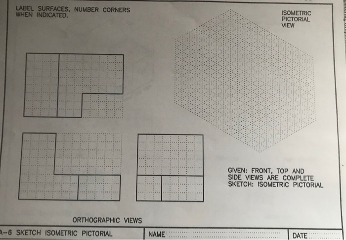 Solved LABEL SURFACES, NUMBER CORNERS WHEN INDICATED. | Chegg.com