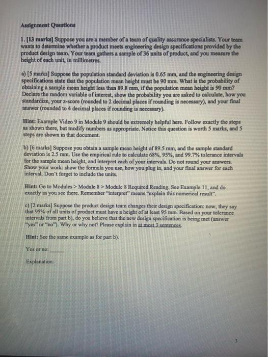 Solved Assignment Questions 1. [13 marks] Suppose you are a | Chegg.com