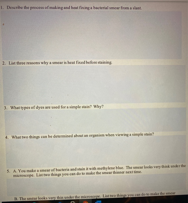 Solved 1. Describe the process of making and heat fixing a | Chegg.com