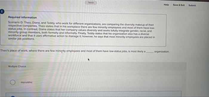 Solved Help Save & Exit Submit Required information Scenario | Chegg.com