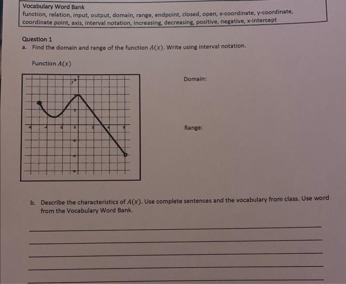 Solved Vocabulary Word Bank function, relation, input, | Chegg.com