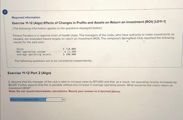 Solved Required information Exercise 11-12 (Algo) Effects of | Chegg.com