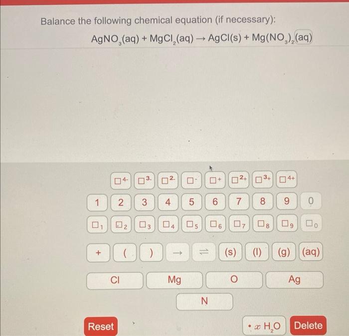 Solved Balance the following chemical equation (if | Chegg.com