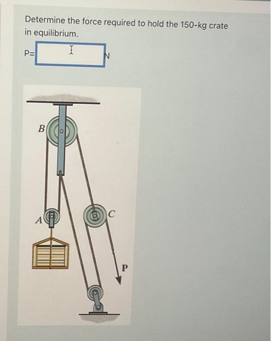 Solved Determine the force required to hold the 150-kg crate | Chegg.com
