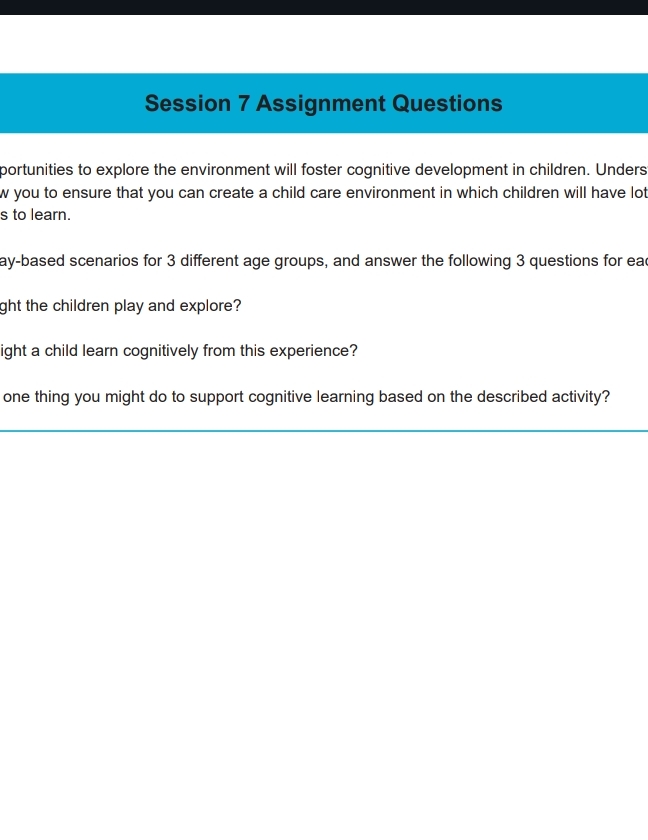 Solved Session 7 ﻿Assignment Questionsportunities to explore | Chegg.com