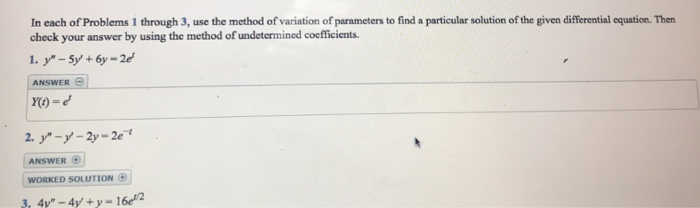 Solved In each of Problems 1 through 3, use the method of | Chegg.com