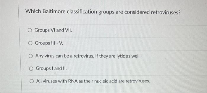 Solved Which Baltimore classification groups are considered | Chegg.com