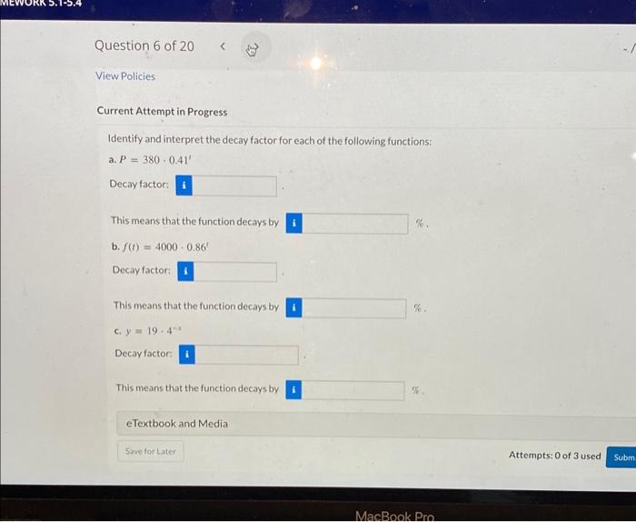 Solved 5.1-5.4 Question 6 of 20 View Policies Current | Chegg.com