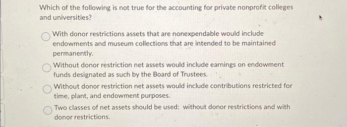 Solved Which of the following is not true for the accounting | Chegg.com