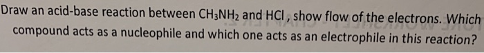 Solved Draw an acid-base reaction between CH3NH2 and HCl, | Chegg.com