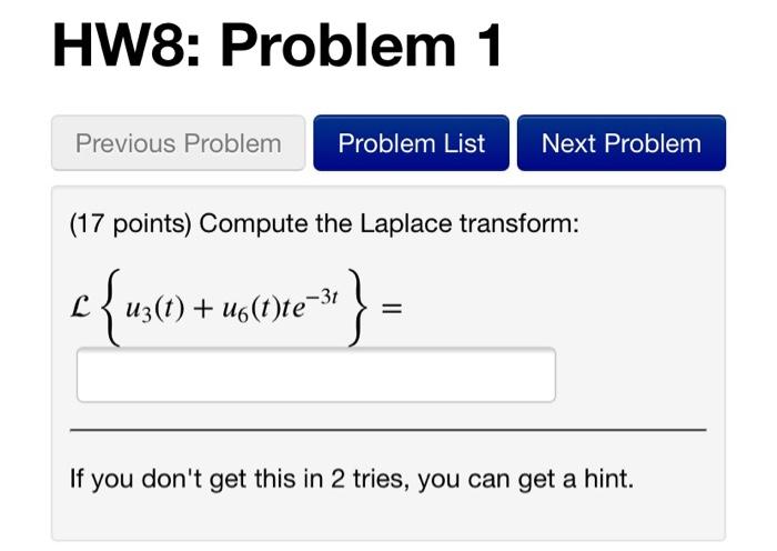 Solved HW8: Problem 1 Previous Problem Problem List Next | Chegg.com