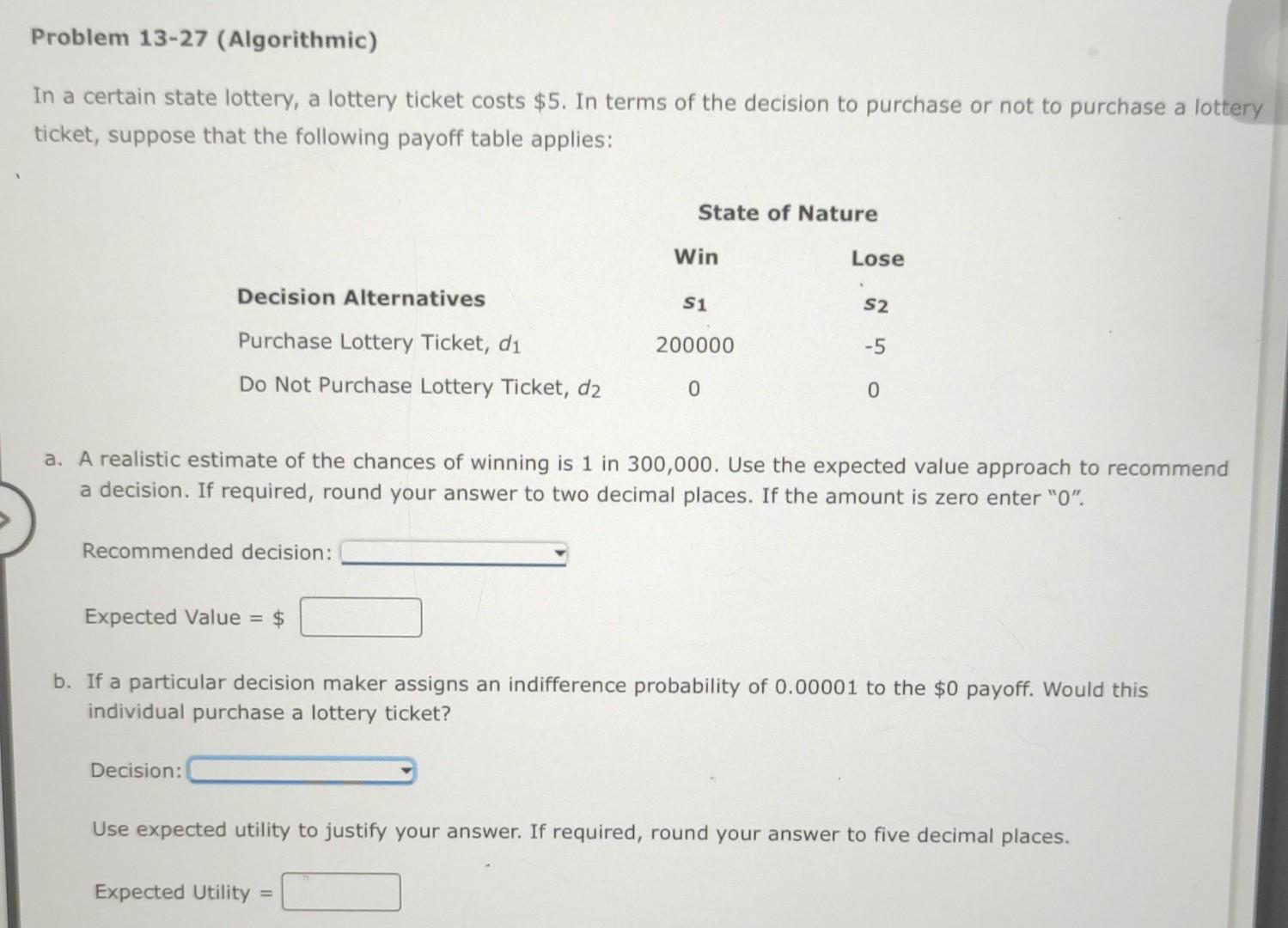 Solved Problem 13-27 (Algorithmic) In a certain state | Chegg.com