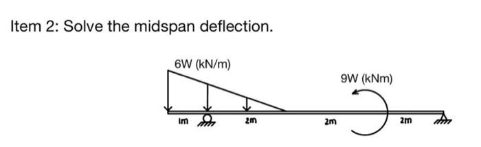 Solved Item 2: Solve the midspan deflection. | Chegg.com