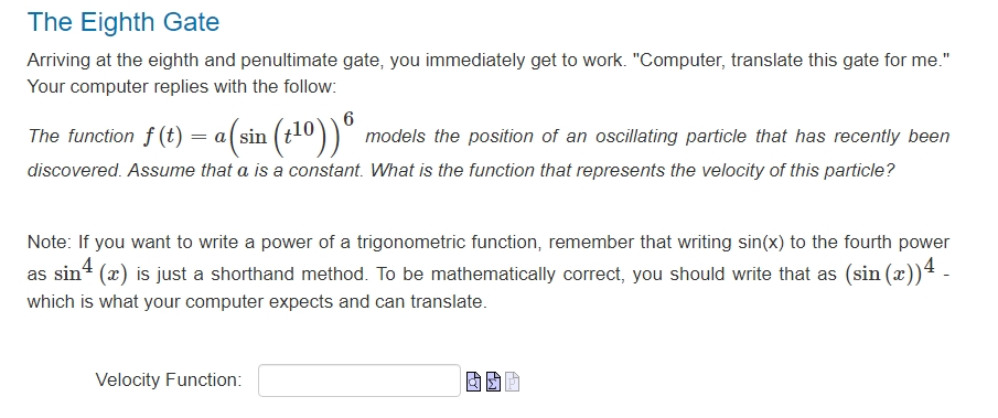Solved The Eighth GateArriving at the eighth and penultimate | Chegg.com