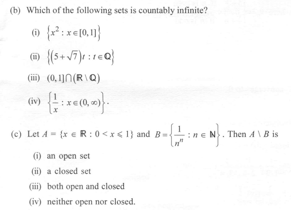 (b) ﻿Which of the following sets is countably | Chegg.com