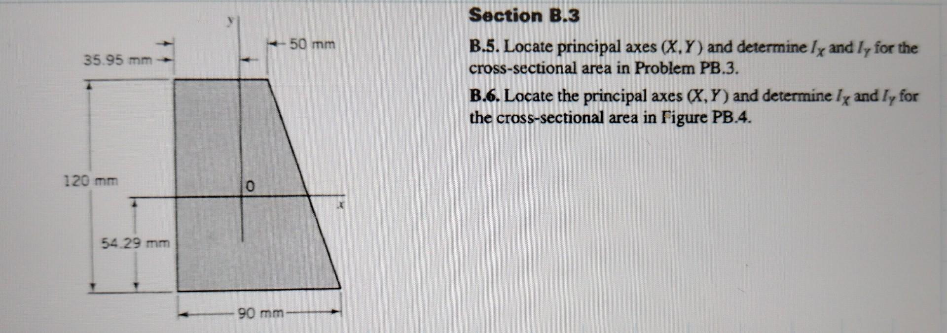 Solved B.5. Locate principal axes (X,Y) and determine IX and | Chegg.com
