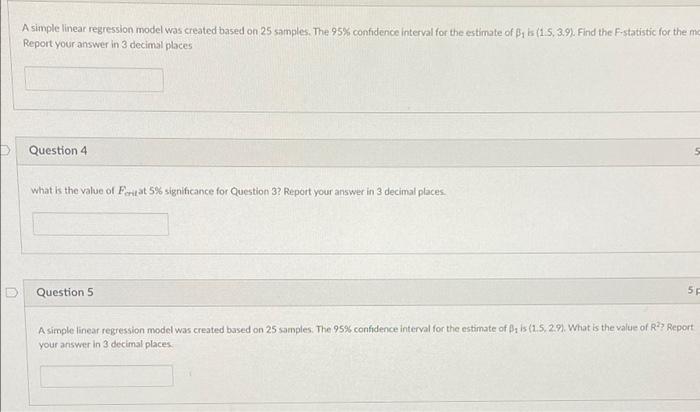 Solved A simple linear regression model was created based on | Chegg.com