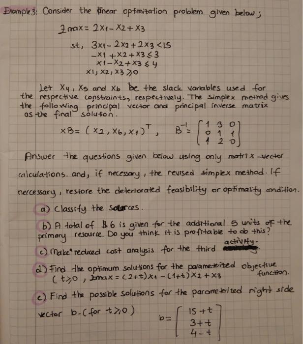 Solved Example 3: Consider the linear optimization problem | Chegg.com