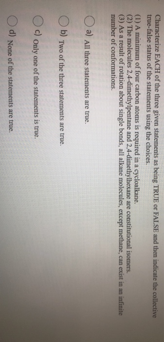 Solved Characterize EACH of the three given statements as | Chegg.com