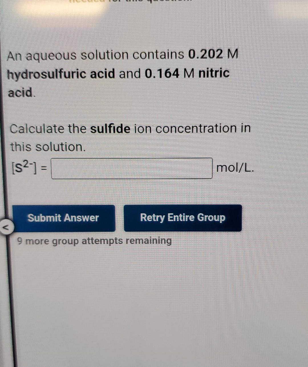 Solved An aqueous solution contains 0.202 M hydrosulfuric | Chegg.com