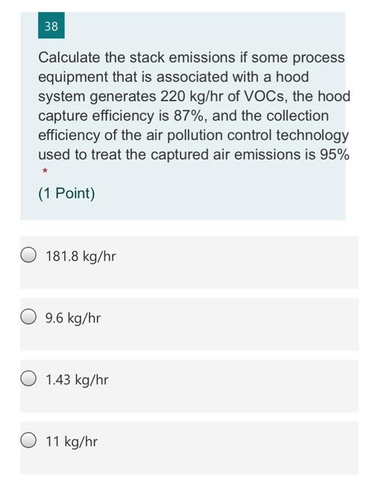 Solved 38 Calculate the stack emissions if some process | Chegg.com