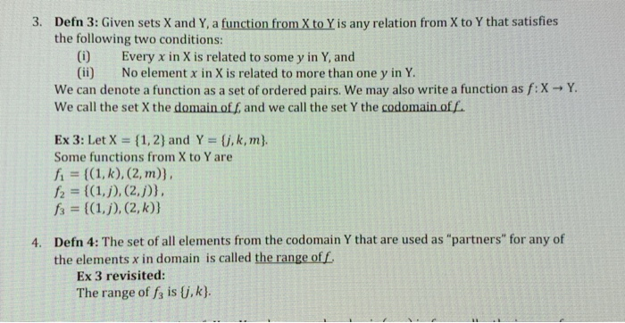 Solved 3. Defn 3: Given sets X and Y, a function from X to Y | Chegg.com
